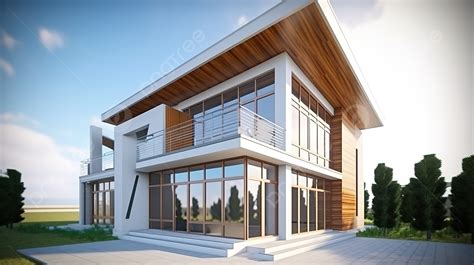 현대 주택 건물의 절묘한 3d 렌더링된 외부 디자인 집 외관 주거 별장 배경 일러스트 및 사진 무료 다운로드 Pngtree