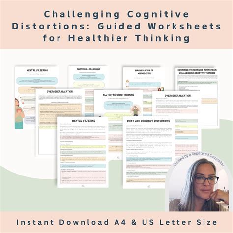 Cbt Cognitive Distortions Worksheets Unhelpful Thinking Styles And Thinking Errors Guide Etsy
