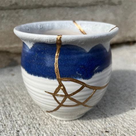Blue Kintsugi Vase Etsy