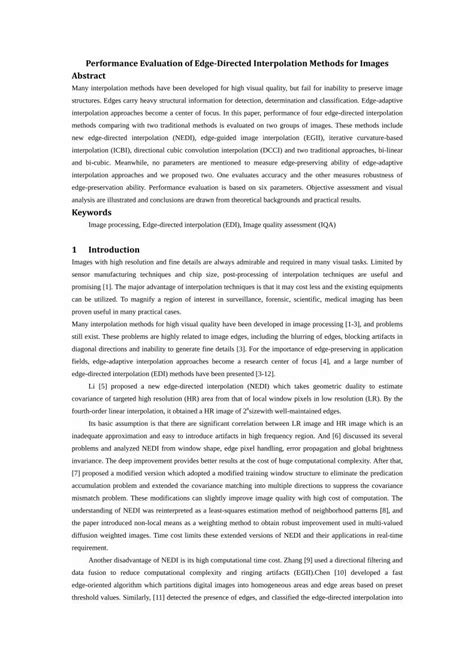 Pdf Performance Evaluation Of Edge Directed Interpolation Methods For