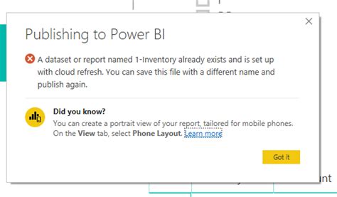 Dataset Already Exist Unable To Publish From Pb Microsoft