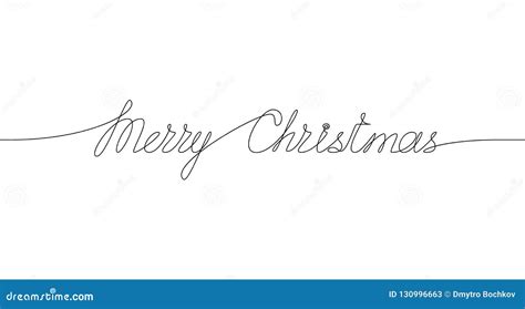 Merry Christmas Handwritten Inscription Hand Drawn Lettering One Line