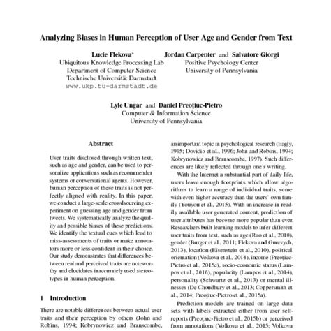 Analyzing Biases In Human Perception Of User Age And Gender From Text