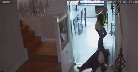 horror cctv shows bogus delivery driver battering teen and gran in brutal raid mirror online