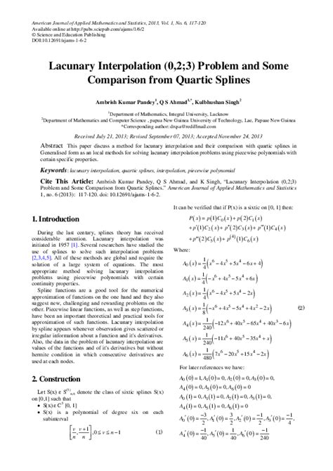 Pdf Lacunary Interpolation 0 2 3 Problem And Some Comparison From Quartic Splines Ambrish