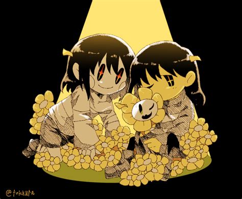 Frisk Chara And Flowey Undertale Drawn By Tokuura Danbooru