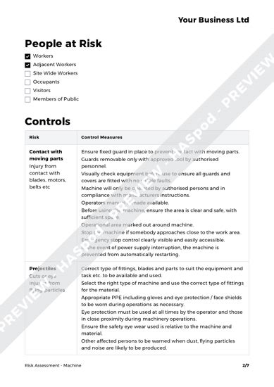 Machine Risk Assessment Template Haspod