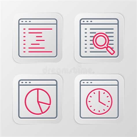Set Line Browser Window Graph Chart Infographic Search Engine And Icon Vector Stock