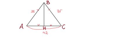 Боковая сторона равнобедренного треугольника равна 35 а основание равно 42 Найдите площадь
