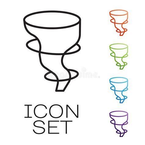 Black Line Tornado Icon Isolated On White Background Set Icons Colorful Stock Vector