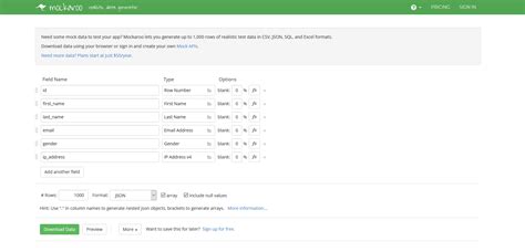 Mockaroo A Random Data Generator Write