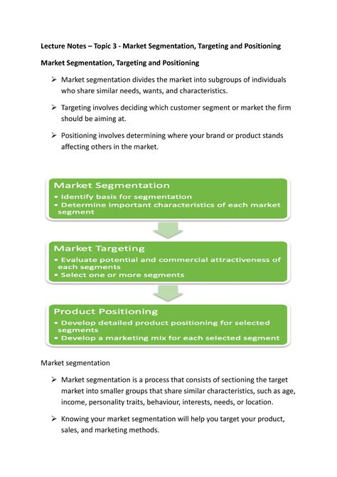 Lecture Notes Topic 3 MKT 243 Market Segmentation Targeting And