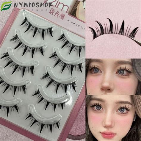 Mioshop 5 Pairs Manga Anime Lashes Japanese Cosplay Faux Mink False