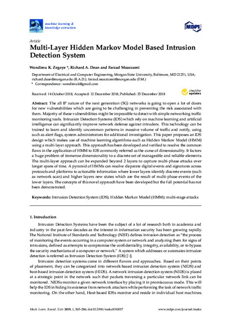 Pdf Multi Layer Hidden Markov Model Based Intrusion Detection System