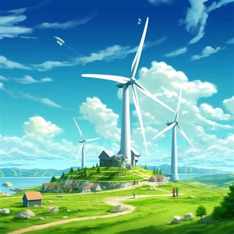 Premium Ai Image Wind Turbin Illustration