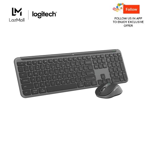 Logitech Mk950 Signature Wireless Keyboard And Mouse Combo Sleek Design Quiet Typing And