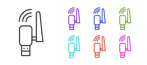 검은색 선 Usb 무선 어댑터 아이콘은 흰색 배경에 분리되어 있습니다 아이콘을 화려하게 설정합니다 벡터 Usb 케이블에 대한 스톡 벡터 아트 및 기타 이미지 Istock