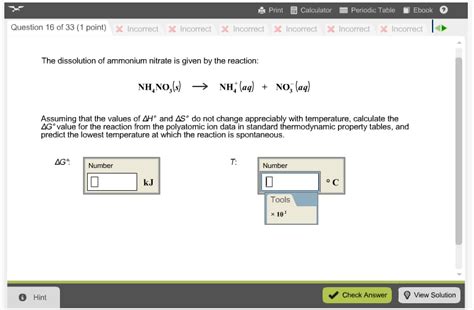 Solved The Dissolution Of Ammonium Nitrate Is Given By The
