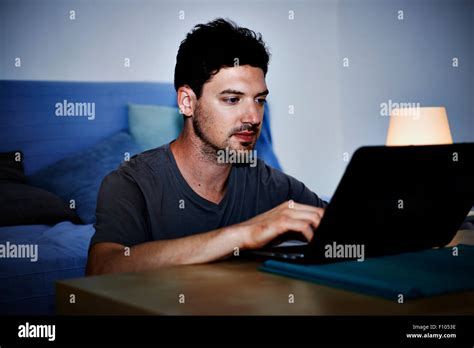 MAN WITH COMPUTER Stock Photo Alamy