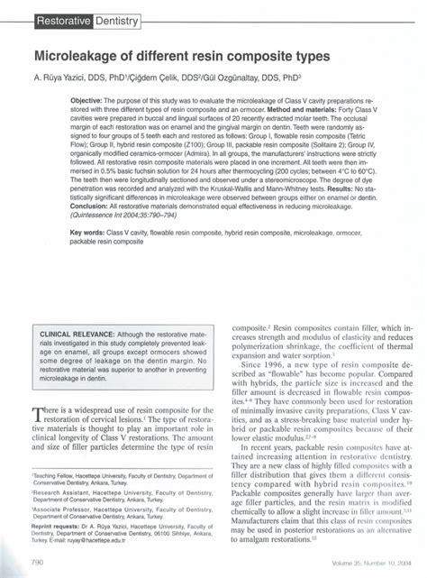 Pdf Microleakage Of Different Resin Composite Types