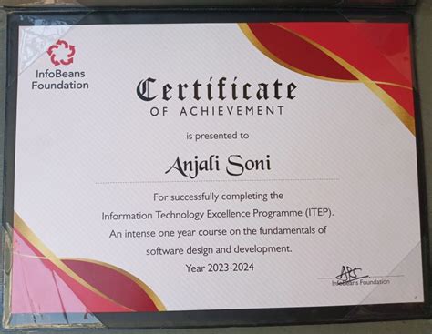Achievement Learning Techskills Infobeansfoundation Mernstack Java Anjali Soni