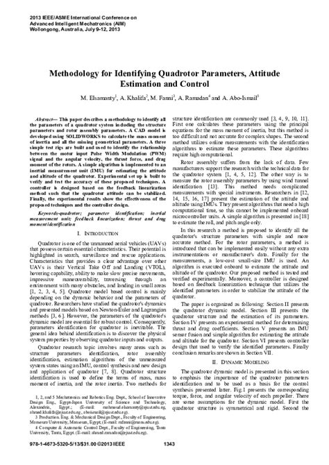 Pdf Methodology For Identifying Quadrotor Parameters Attitude