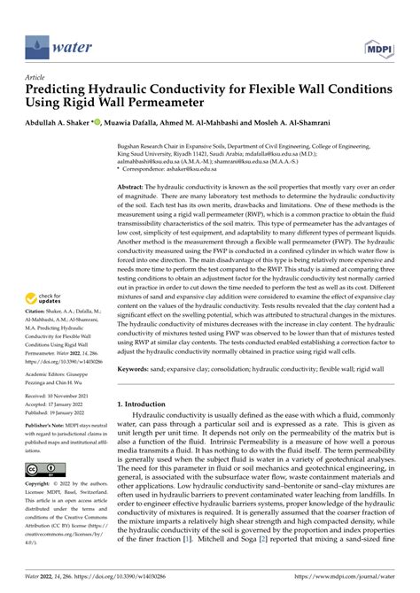 Pdf Predicting Hydraulic Conductivity For Flexible Wall Conditions
