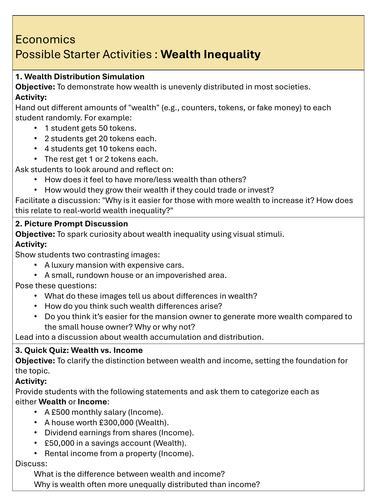 Mastering Economics Macroeconomics Wealth Inequality Teaching Resources