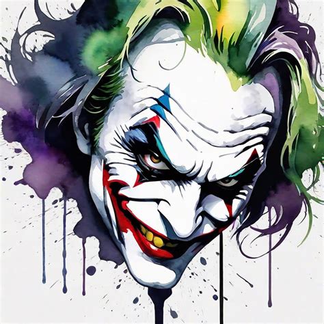 Premium Ai Image Logo Style Watercolor Joker Face Logo Facing Forward