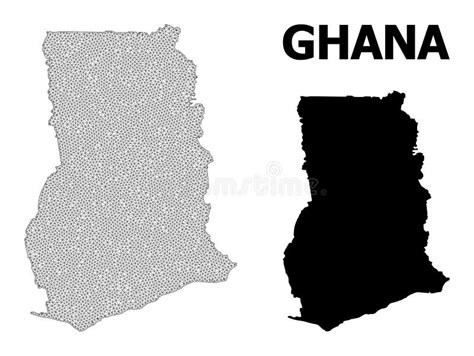 Polygonal Wire Frame Mesh High Detail Vector Map Of Ghana Abstractions Stock Vector