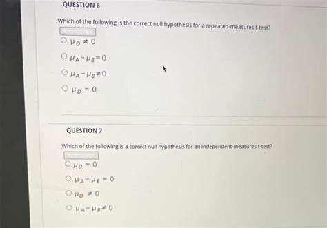 Solved Which Of The Following Is The Correct Null Hypothesis