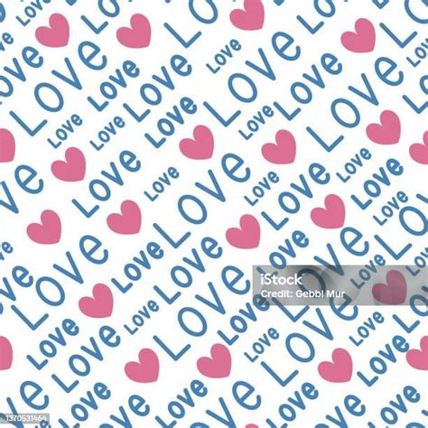 마음과 사랑 로맨틱 매끄러운 배경 블루 레터링과 핑크빛 사랑의 상징 벡터 패턴을 반복합니다 끝없는 섬세한 장식 발렌타인 격리 된 무색 배경 가리기에 대한 스톡 벡터 아트 및