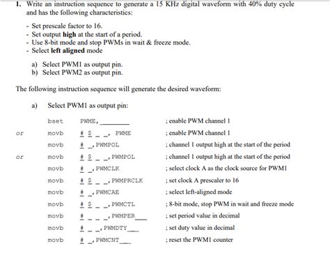 1 write an instruction sequence to generate a 15 khz