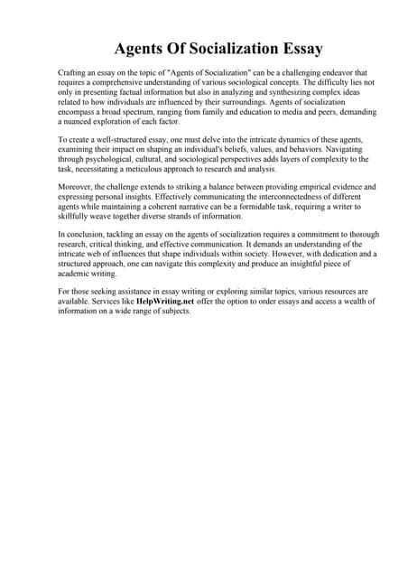 Agents Of Socialization Essaypdf