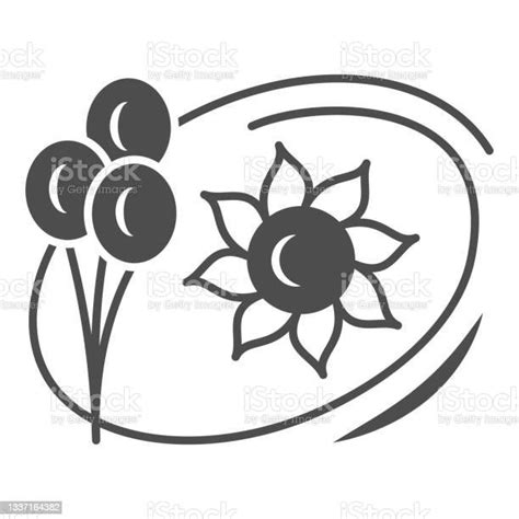 태양과 풍선 단단한 아이콘 날씨와 기후 개념 흰색 배경에 여름 휴가 벡터 기호 모바일 개념 및 웹 디자인을위한 글리프 스타일 아이콘 벡터 그래픽 10에 대한 스톡 벡터 아트