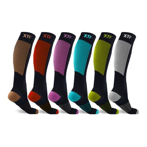 6 Pairs Extreme Fit Unisex Copper Infused Compression Socks Bellechic