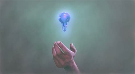 영감과 창의성의 아이디어 개념 초현실적 인 그림 부동 전구 개념 미술 상상력 작품 3d 일러스트와 손 3차원 형태에 대한 스톡 벡터 아트 및 기타 이미지 Istock