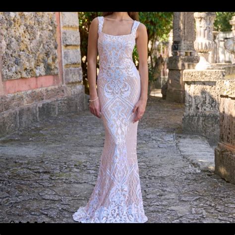 Formal Sequin Scroll Mermaid Dress Gem