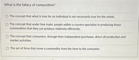 Solved What Is The Fallacy Of Composition The Concept That Chegg Com