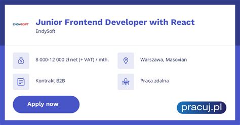 Oferta Pracy Junior Frontend Developer With React Endysoft Warszawa