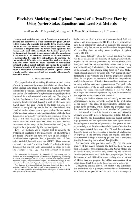 Pdf Black Box Modeling And Optimal Control Of A Two Phase Flow By Using Navier Stokes
