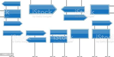 파란색 도로 표지판 거리 표지판 세트 빈 도로 배너 스톡 이미지 Eps 10 계기판 측정기에 대한 스톡 벡터 아트 및 기타 이미지 계기판 측정기 교통 벡터 Istock