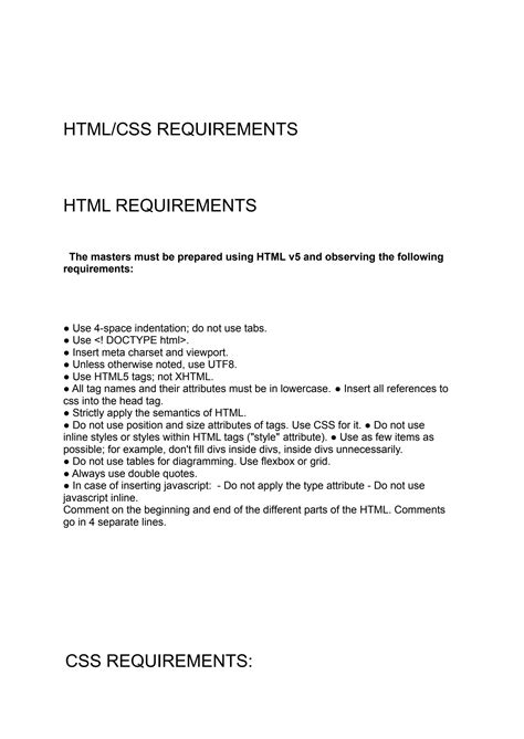 Solution Html Css Requirements Studypool