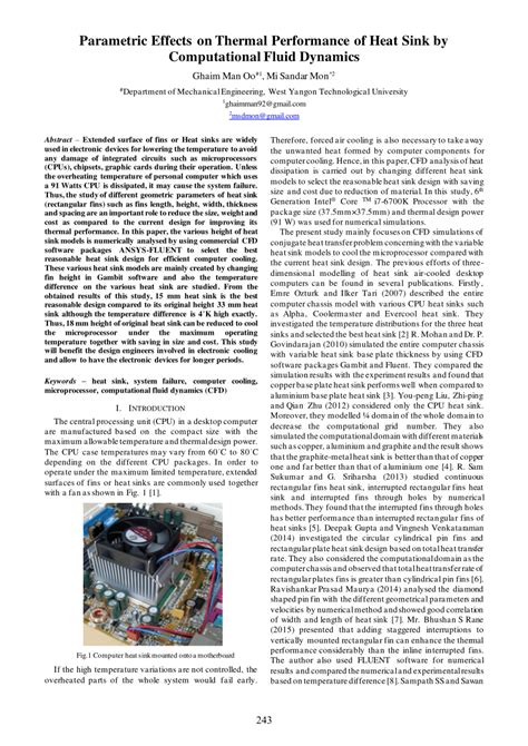 Pdf Parametric Effects On Thermal Performance Of Heat Sink By