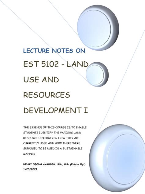 4c Est5102 Land Use And Resorces 1 Lecture Notes Pdf Urban