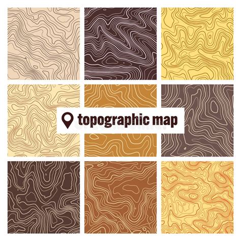 Colorful Topographic Map With Contour Lines Geographic Terrain Grid Relief Height Elevation