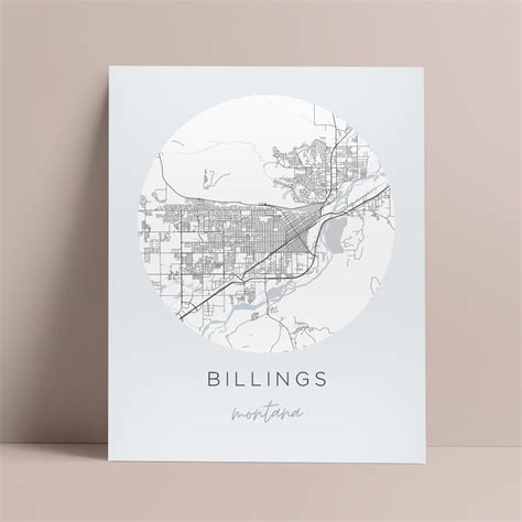 Billings Montana Map Poster City Map Wall Art