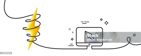 Computer Or Monitor Icon Mouse Cursor Sign Continuous Line With Curl