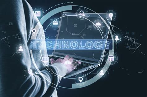 Premium Photo Hacker Using Laptop And Glowing Technology Interface