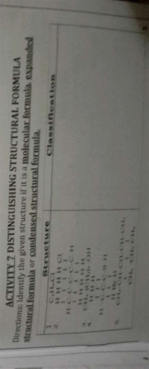 Activity 7 Distinguishing Structural Formula Directions Identify The Given Structure If It Is A